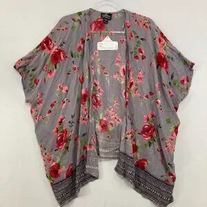 Angie | Jackets & Coats | New Angie Size Large Gray Red Floral Open ...